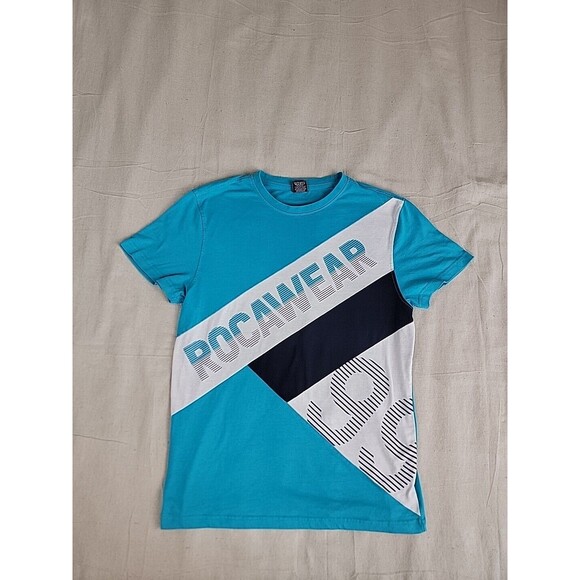 Rocawear | Shirts | Rocawear T Shirt L Mens White Blue Spellout Logo ...